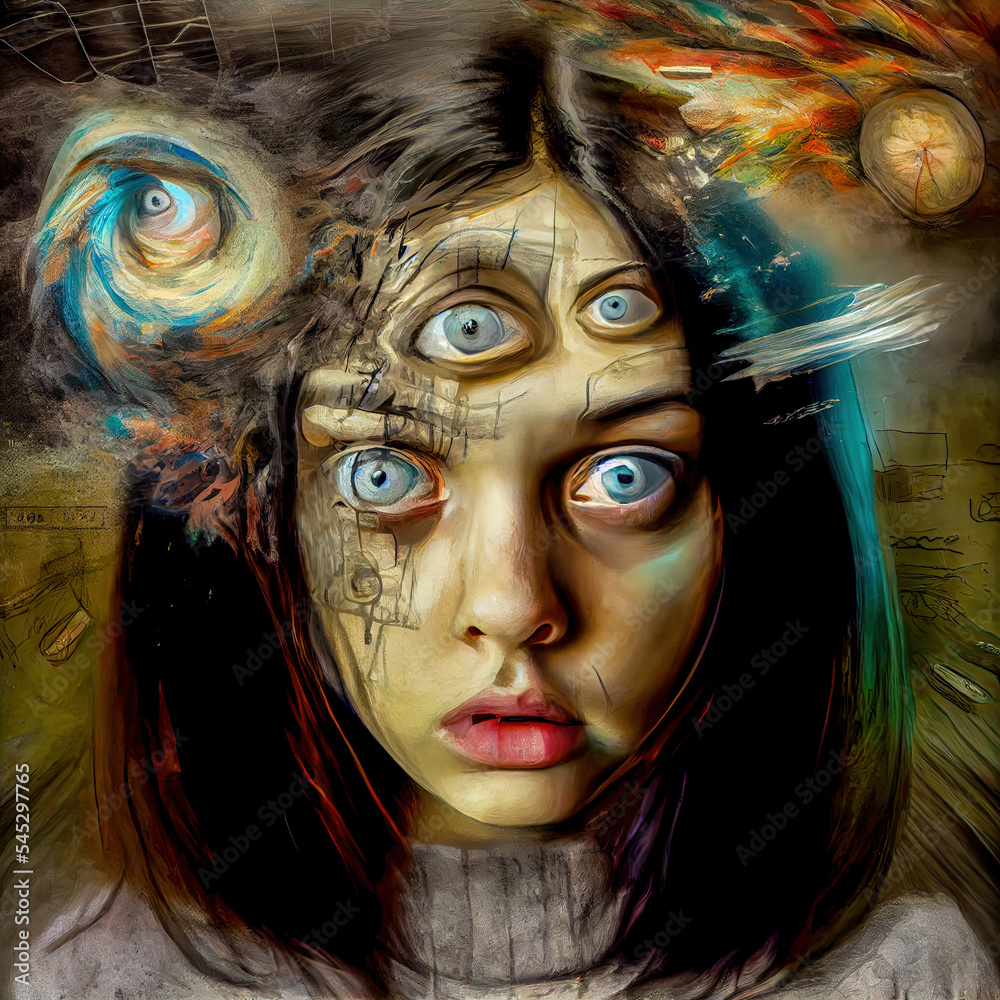 Ilustrace Schizophrenie Psyche Psychose gespaltene Persönlichkeit ...