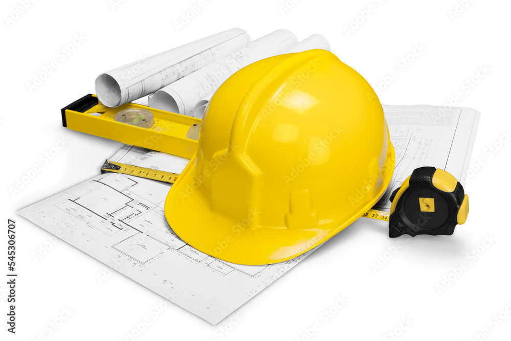 Hamlet with construction tools and drawings Stock Photo | Adobe Stock