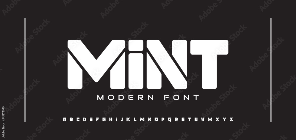 Tech font and Modern alphabet. Future logo typo. Minimal urban font ...