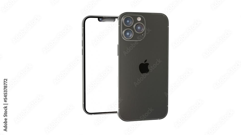 3d view front and back of black IPHONE 13 MAX pro 3d rendering of smart ...