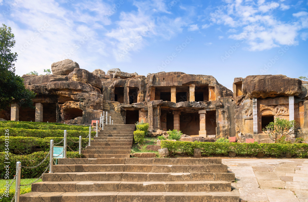 Archeological ruins of Udayagiri Caves built during the 1st century BCE ...