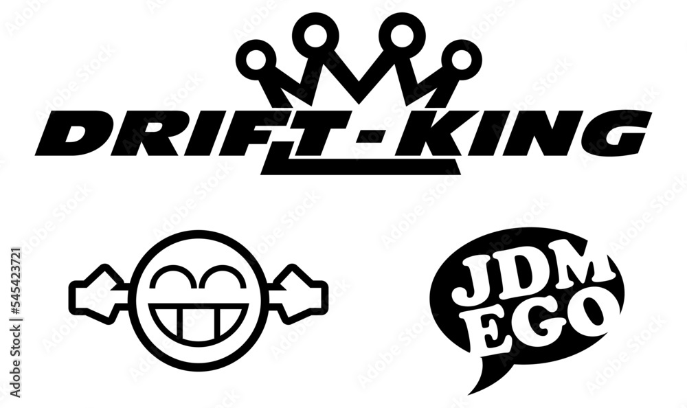 DRIFT KING, SMILE FACE, JDM EGO Logo Vector Car Decal Sticker, Symbol ...
