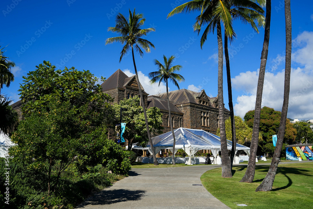 Hawaiian and Polynesian Hall building of the Bishop Museum, built in a ...