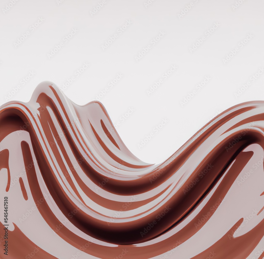 liquid, fluid, chocolate flow, white background, 3d render illustration ...