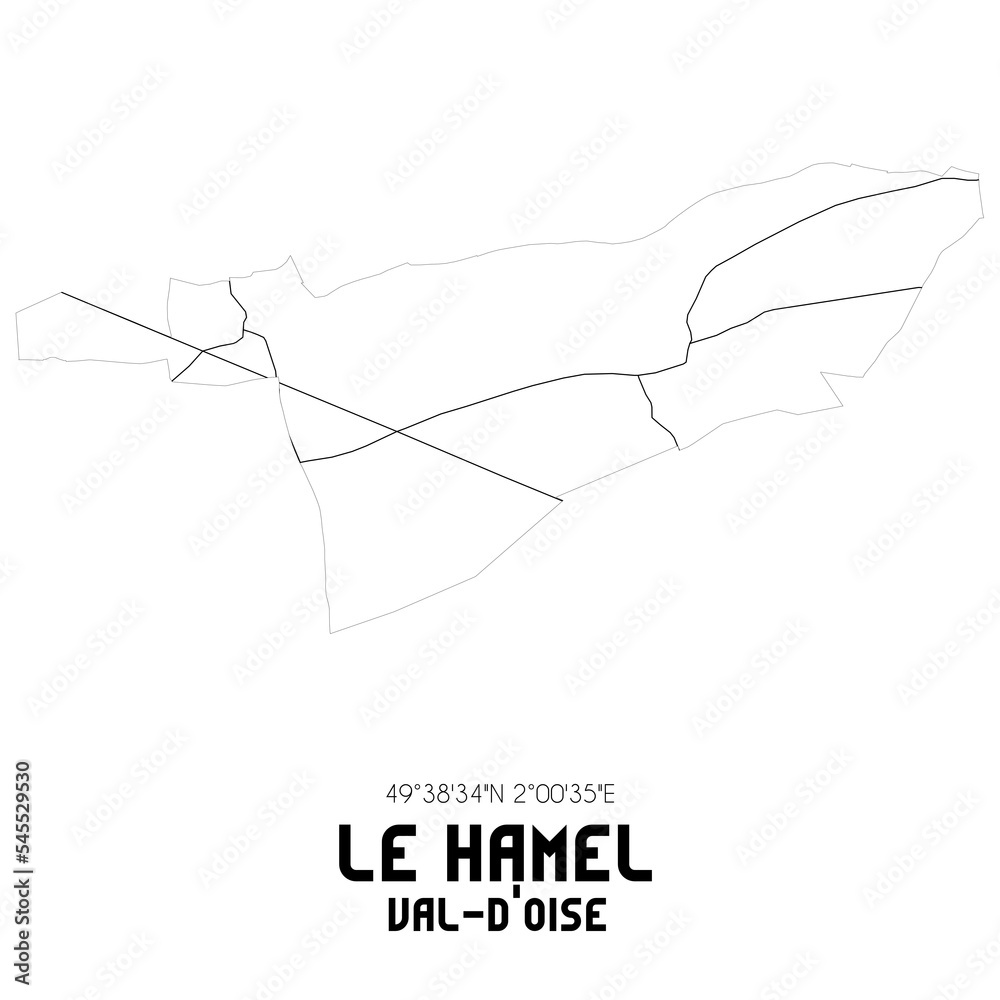 Ilustración de Stock LE HAMEL Val-d'Oise. Minimalistic street map with ...