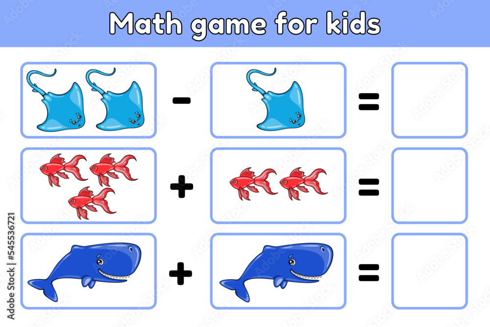 Educational game for children. Math exercises for subtraction and ...