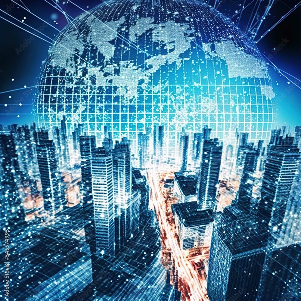 city and world technology enabling business, technology, city, digital ...