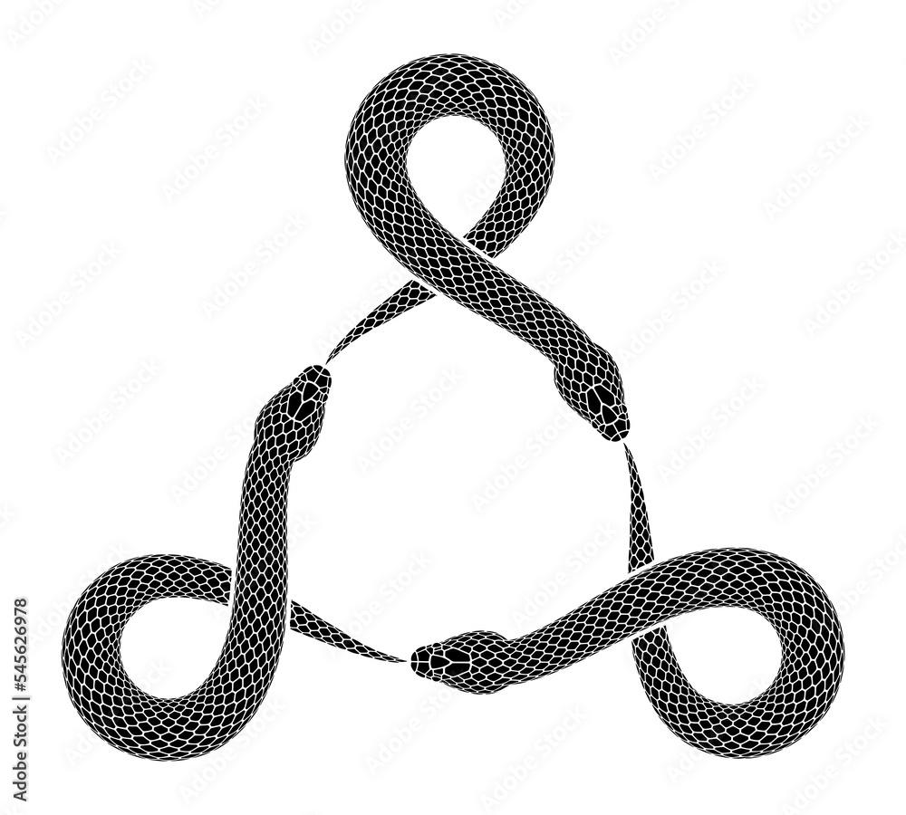 Стоковий вектор Vector tattoo design of three snakes bites tails in the ...