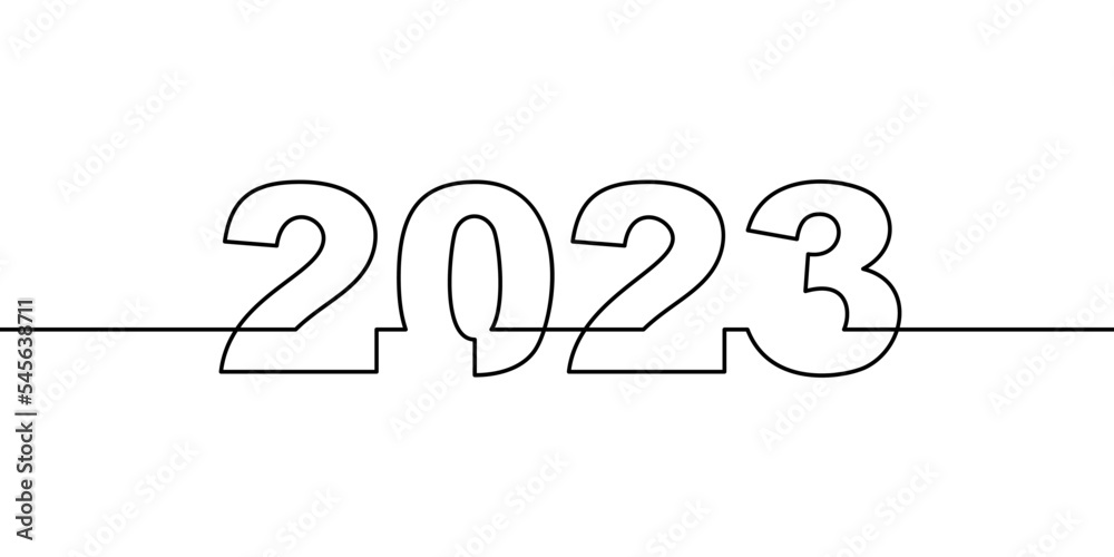 2023 new year number continuous line art drawing simple single line ...