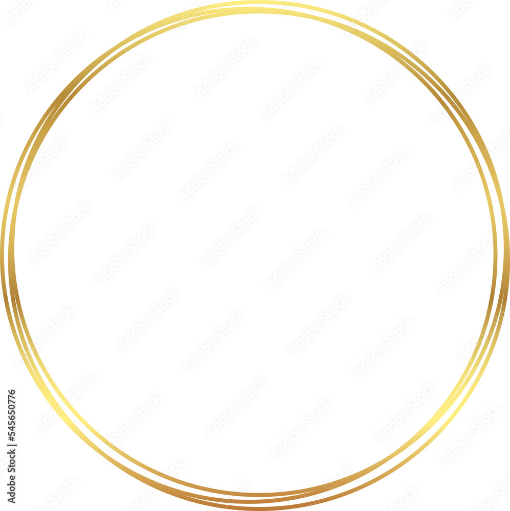 Round golden frame isolated on transparent background, luxury gold circle border design for ...