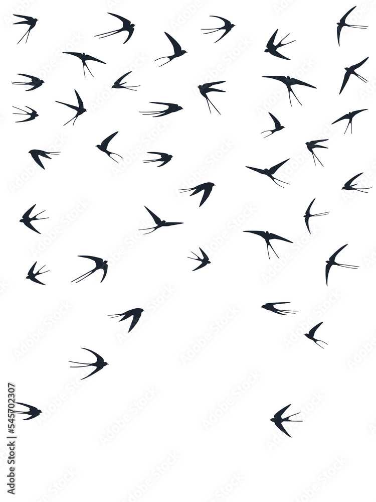 Flying swallow birds silhouettes vector illustration. Migratory ...
