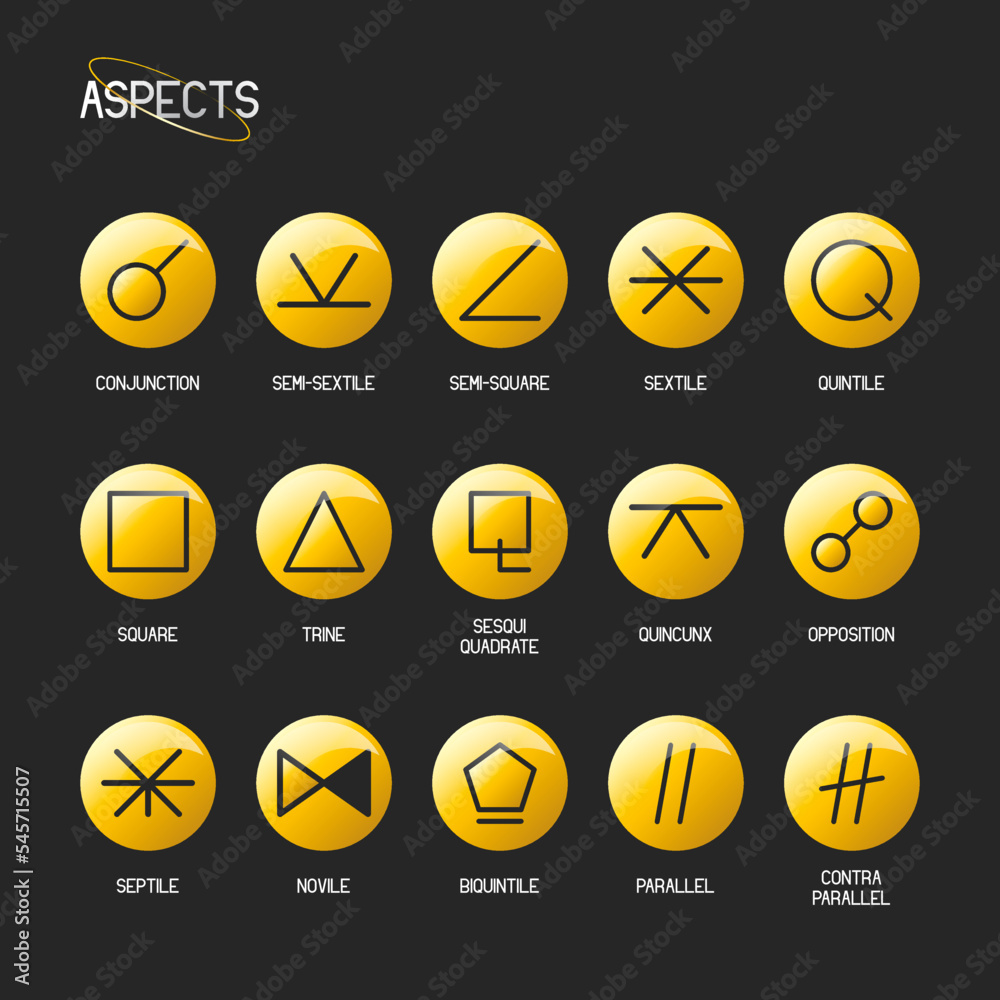 ASPECTS zodiac horoscope thin line label linear design esoteric ...