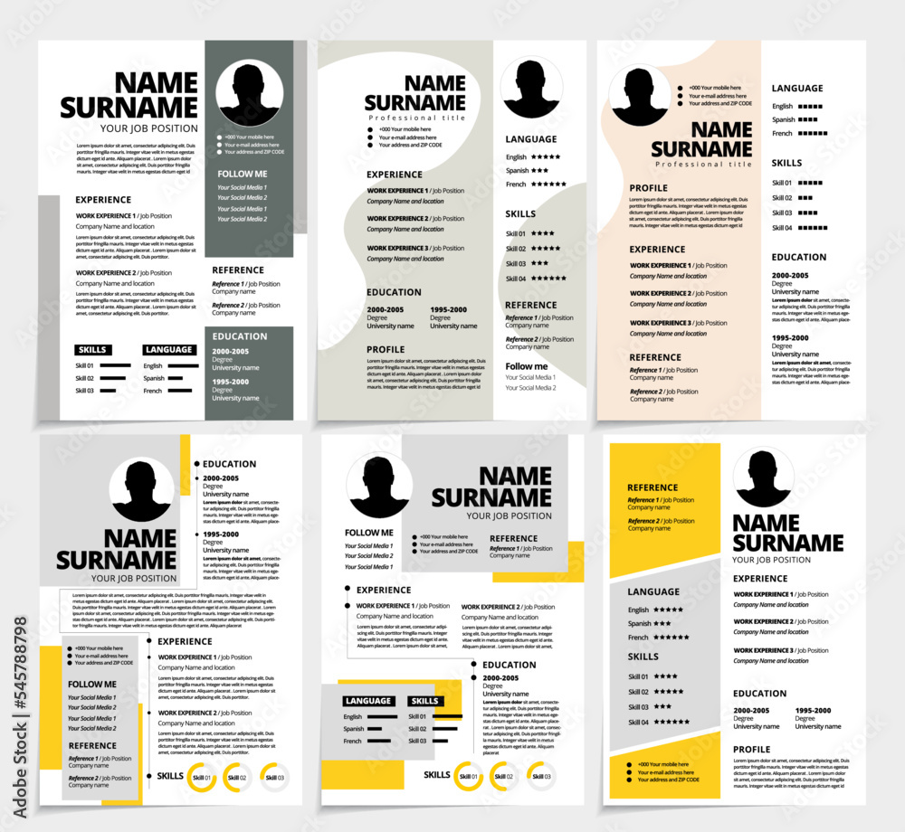 Professional resume template design. Business layout vector for job ...