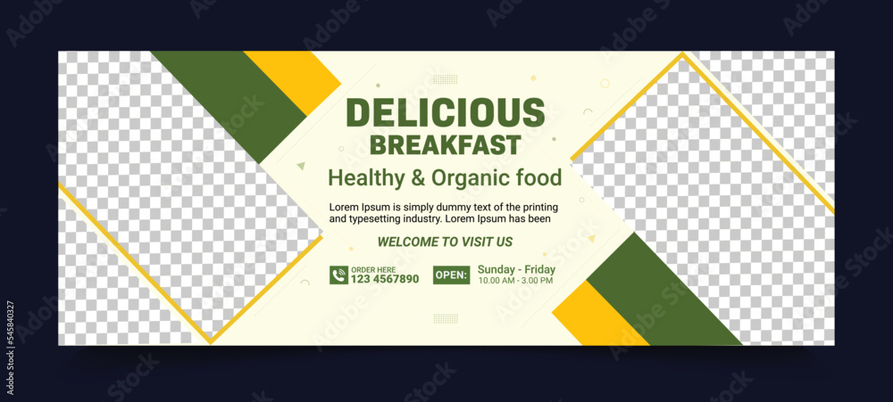 Food Restaurant Cover Page Design Template, food web banner cover Stock ...
