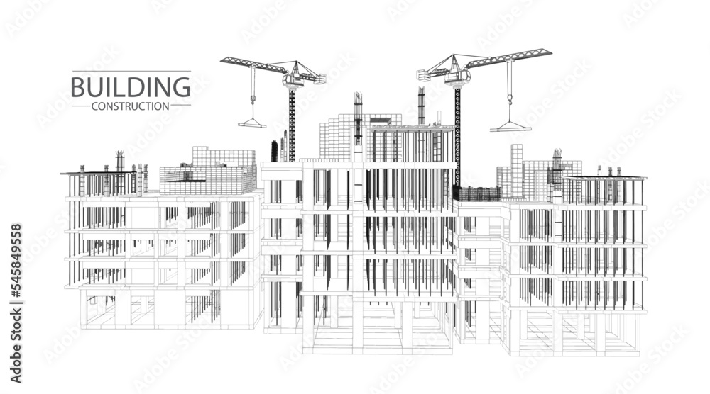Building construction plan facades architectural sketch.Vector ...