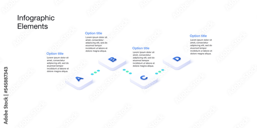 Business process chart infographics with 4 step cubes. Cubic corporate ...