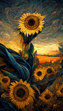 Van Gogh Sunflowers Landscape Free Stock Photo - Public Domain Pictures