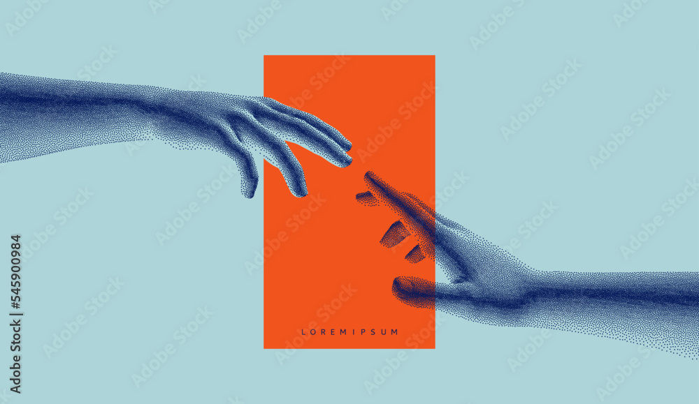 Hands reaching towards each other. Concept of human relation ...