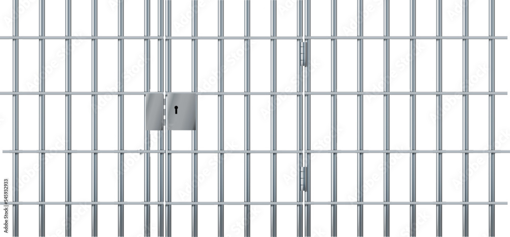 Realistic prison metal bars. Prison fence jail. Iron jail cage ...