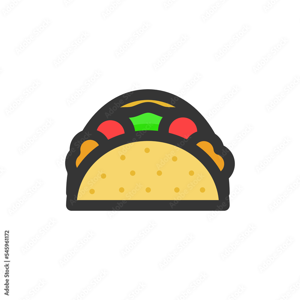Taco Filled Outline Icon. Taco Logo. Vector Illustration. Isolated on ...