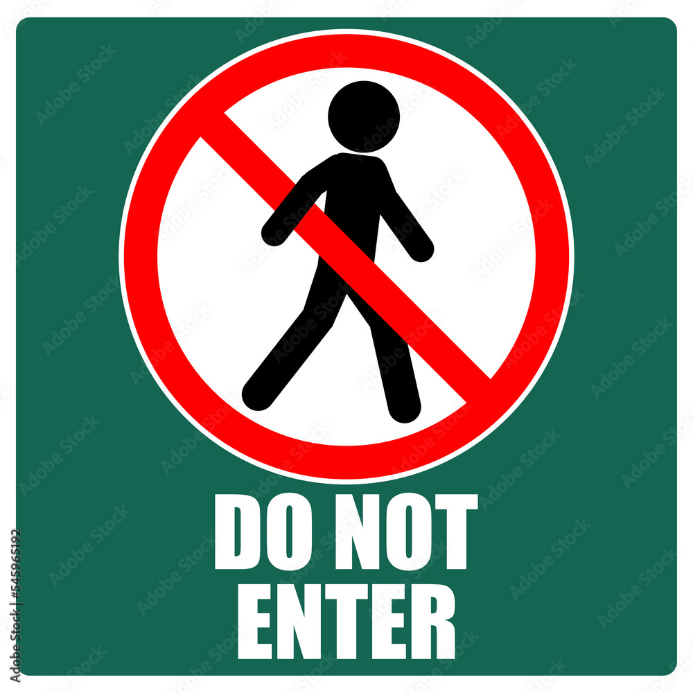 Green Rectange Do Not Enter Sticker template design, restricted Area ...