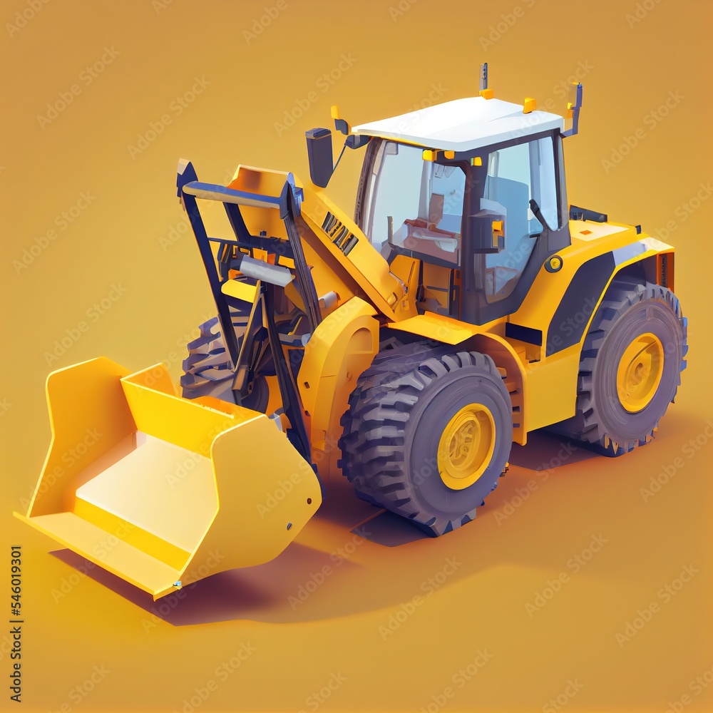 Ilustración de Stock Cartoon front loader, construction machinery ...