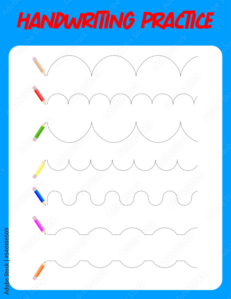 Tracing lines with pencil. Handwriting practice for children.Practicing ...