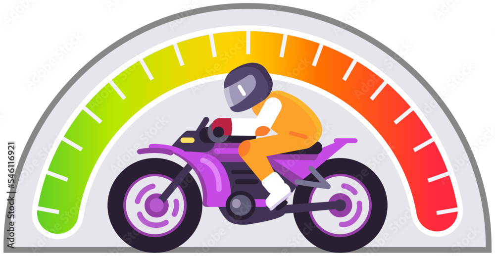 Vektor Speedometer and biker on motorbike, car speed control ...
