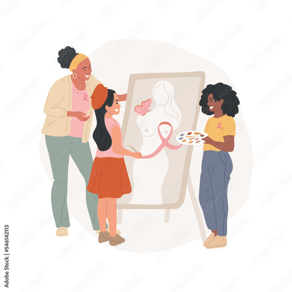 Cancer awareness day isolated cartoon vector illustration. Children in ...