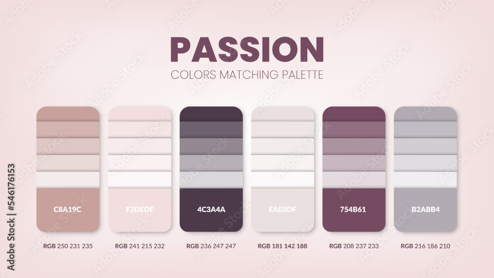 Color palette in a Passion colour themed collections. Color scheme or ...