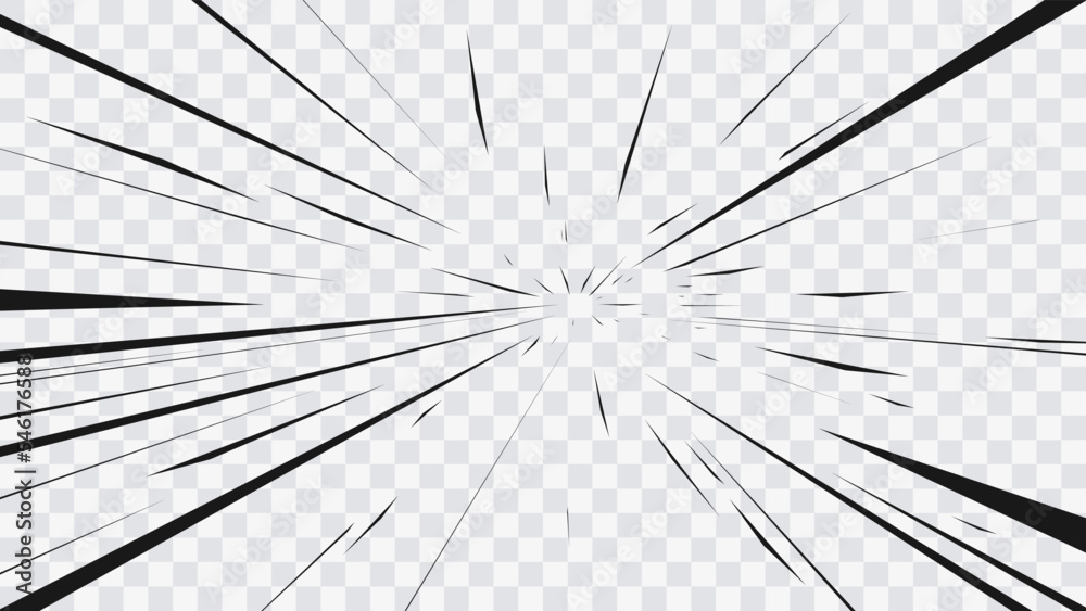 Abstract comic book flash explosion radial lines on transparent ...
