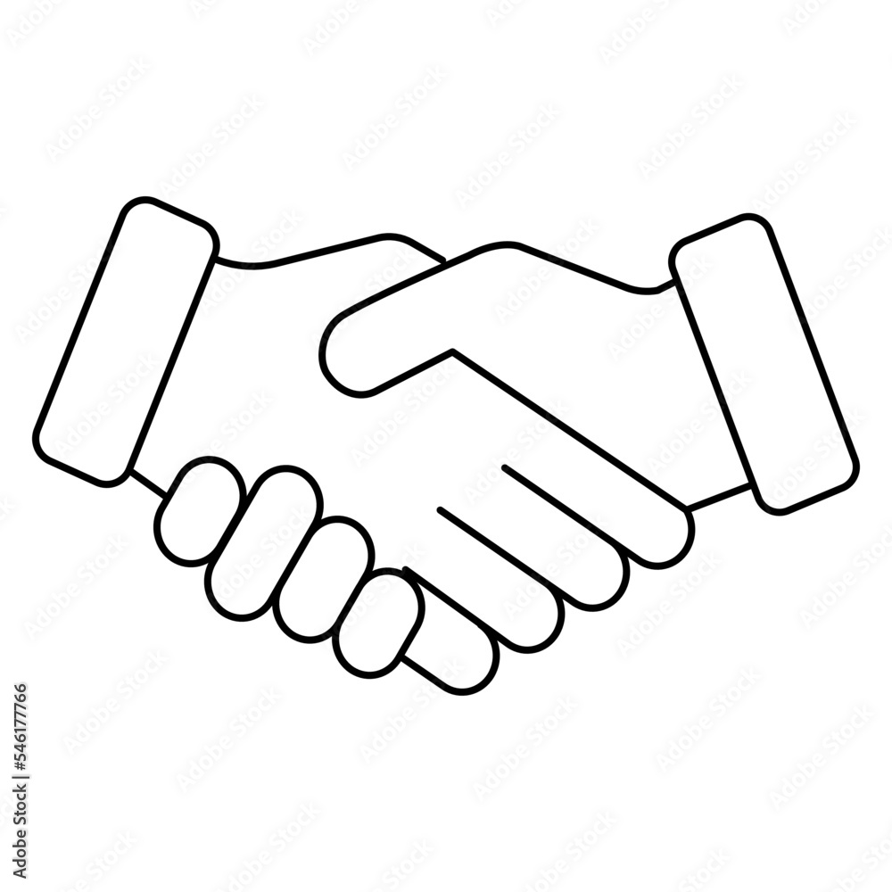 Black outline simple handshake icon. Contour vector symbol isolated on ... Black outline simple handshake icon. Contour vector symbol isolated on ...