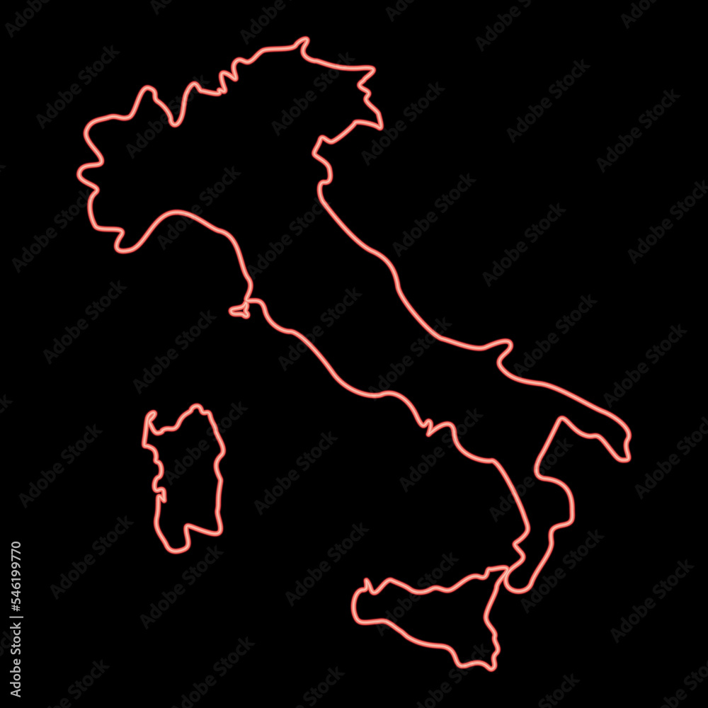 Neon map of italy red color vector illustration image flat style Stock ...