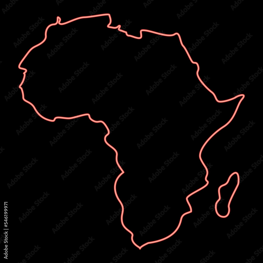 Neon map of africa red color vector illustration image flat style Stock ...