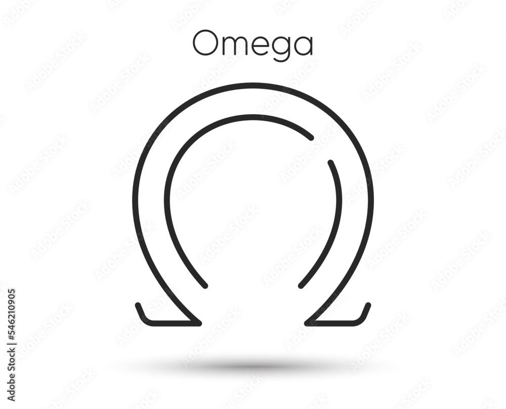 Omega uppercase line icon. Last Greek letter symbol. Ohm sign ...