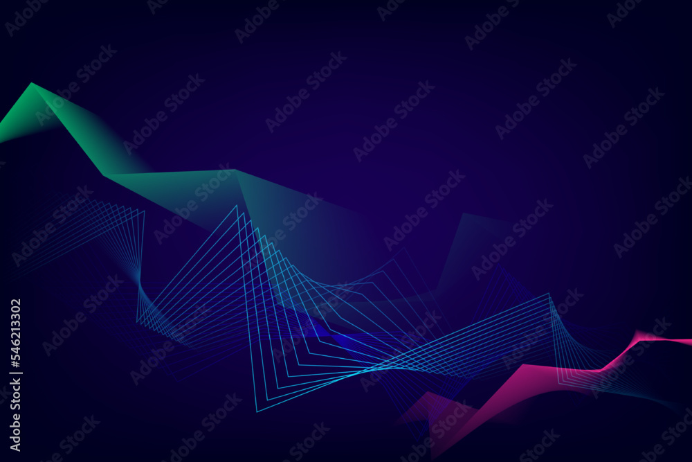 abstract glowing angle wave background, line moving, vector ...