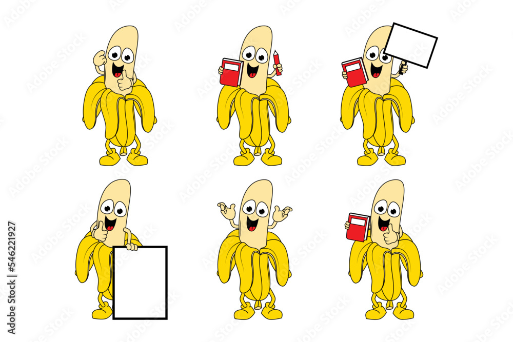 cute banana fruit cartoon illustration Stock Vector | Adobe Stock