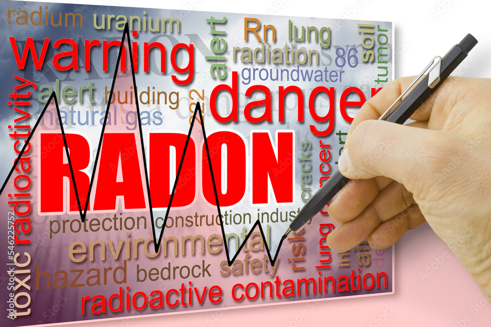 Foto de Stock Radon gas infographic concept image with hand drawing a ...