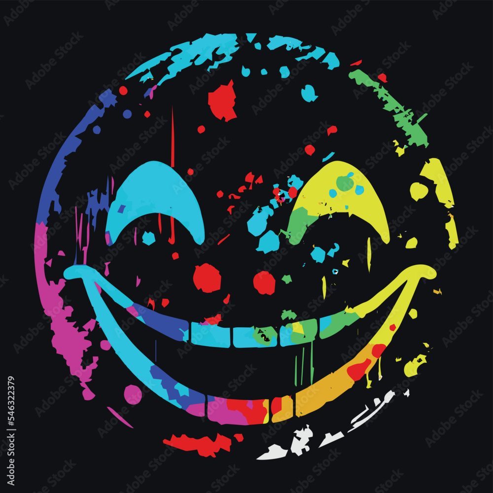 Image vectorielle Stock Acid colorful smiley. Paint splatter graffiti ...