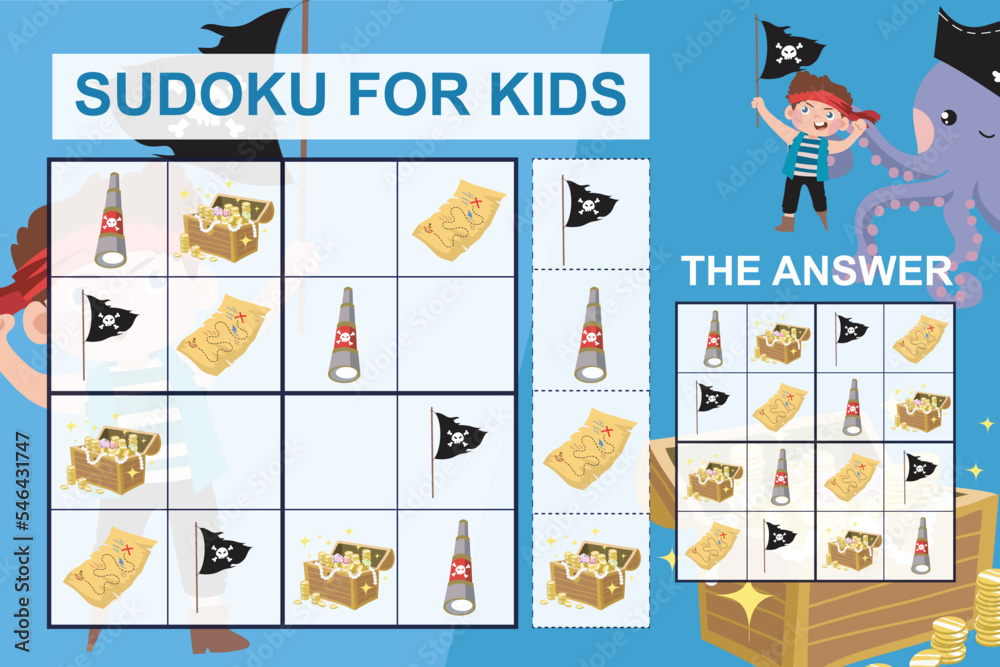Stockvector Sudoku sheet for kids. Education worksheet for children ...