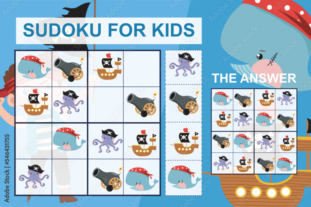 Sudoku sheet for kids. Education worksheet for children. Printable ...