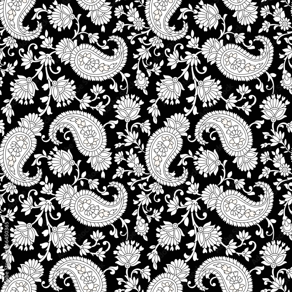 paisley flower Design pattern on background Stock Vector | Adobe Stock