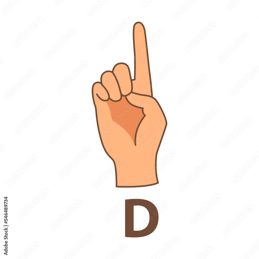 Hand showing letter D, sign language alphabet vector illustration ...