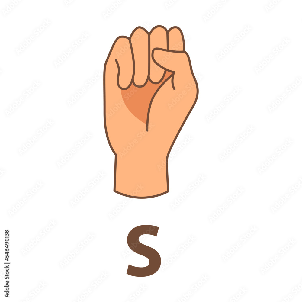 Hand showing letter S, sign language alphabet vector illustration ...