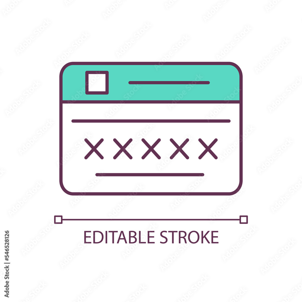 Personal identification document RGB color icon. Individual number on ...