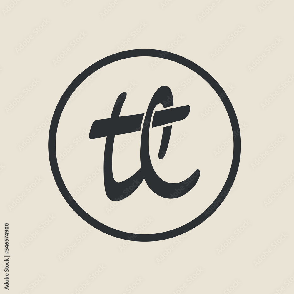 TL monogram logo.Calligraphic icon.Script letter t, letter l.Lettering ...