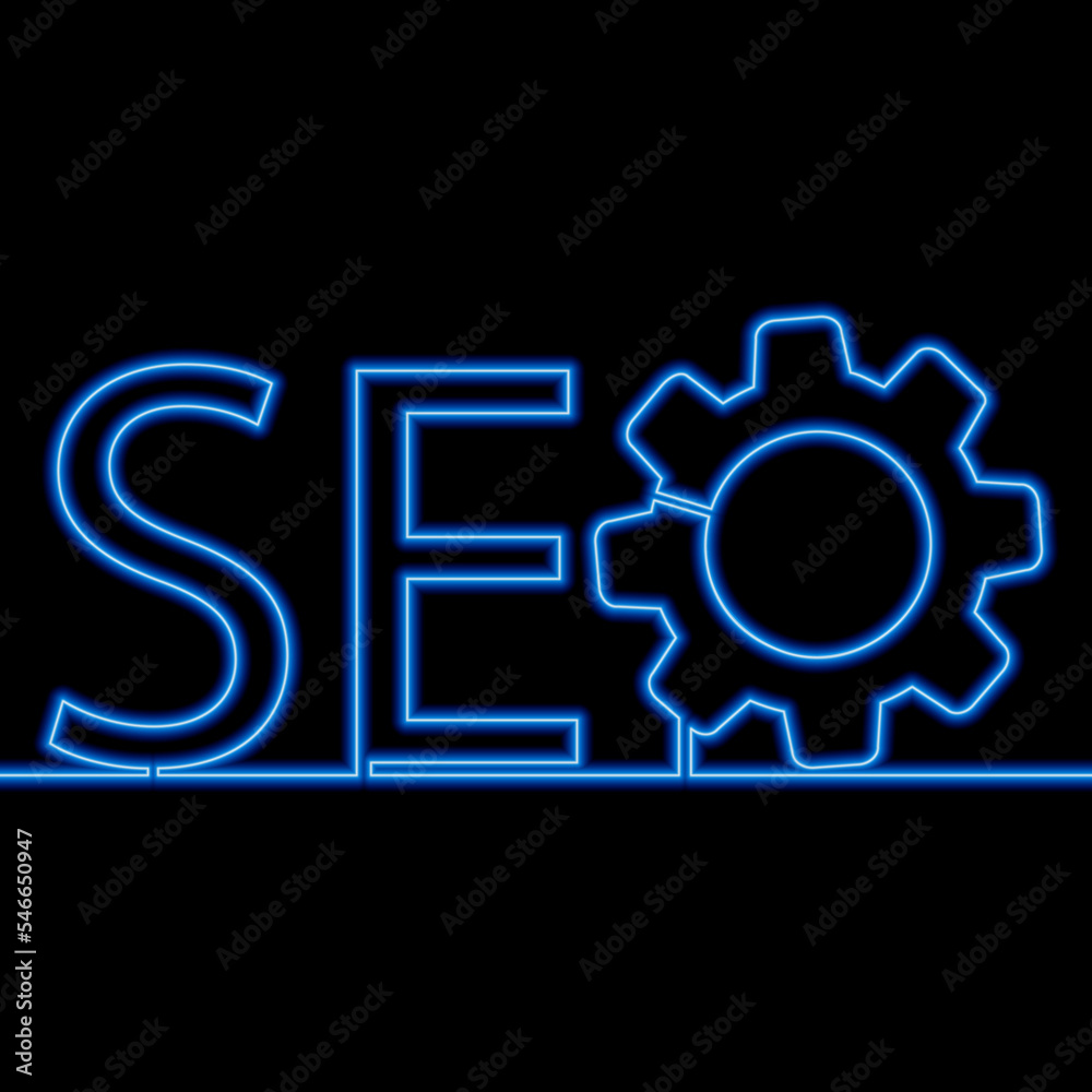 Vetor Continuous line drawing Search optimization icon neon glow vector ...