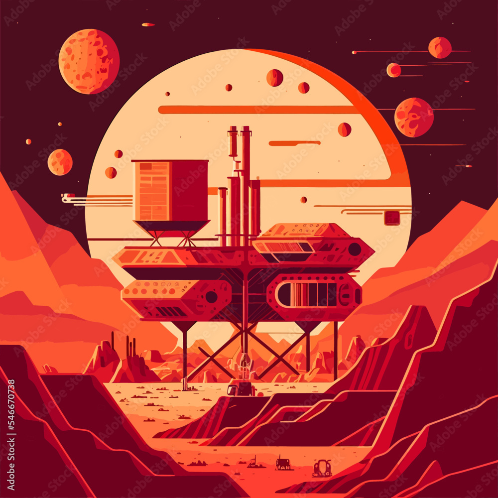 Vector of the Mars colony Stock Vector | Adobe Stock