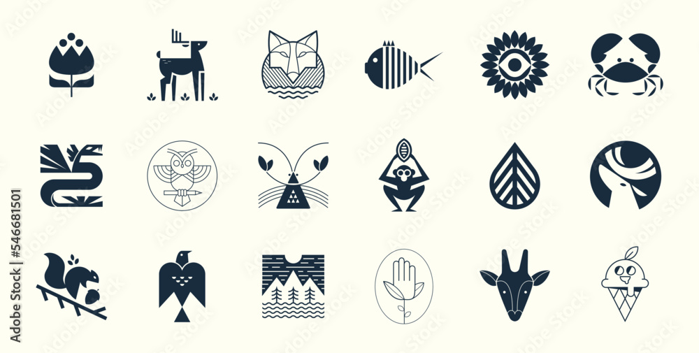 Stock-Vektorgrafik „Logo collection. Nature and Animal logos. Isolated ...