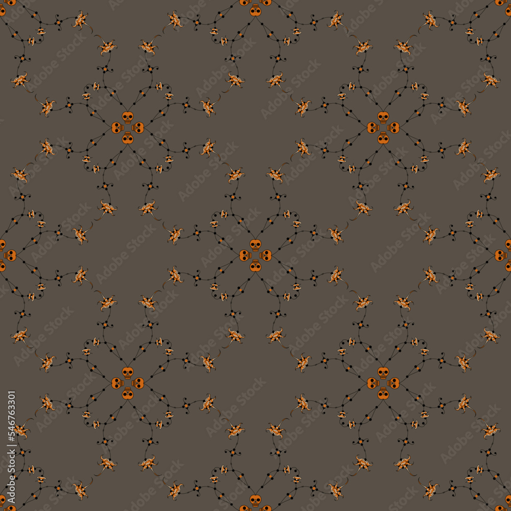 Seamless pattern with Dia de los muertos motifs. Beautiful vines ...